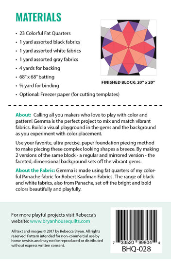 Gemma Print Pattern – Bryan House Quilts